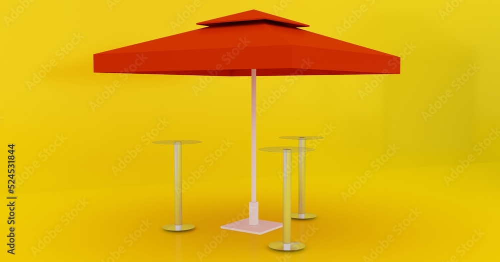 Cafe Umbrella and bistro. High resolution image white background ...
