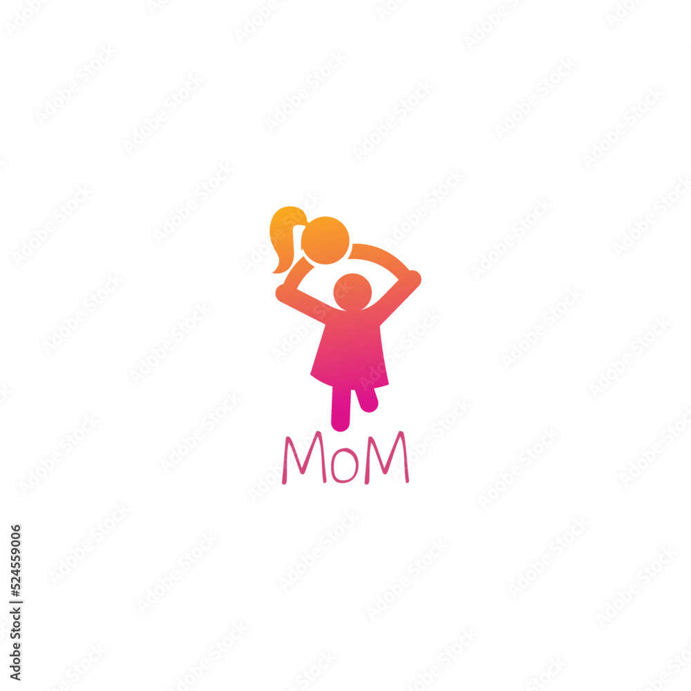 mom symbol mother-child logo happy family logo Stock Vector | Adobe Stock