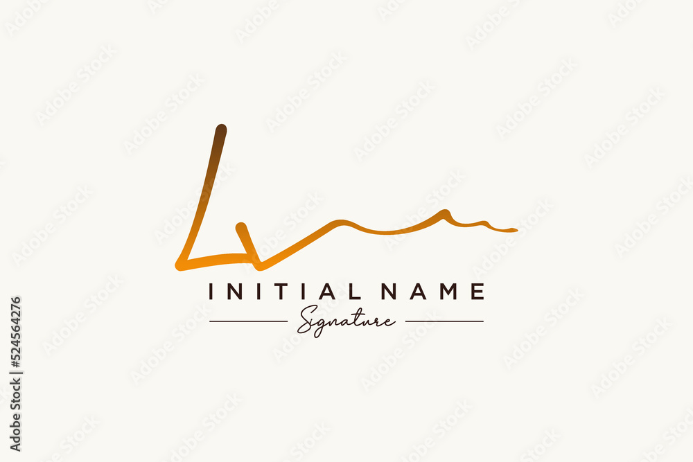 Initial LV signature logo template vector. Hand drawn Calligraphy ...