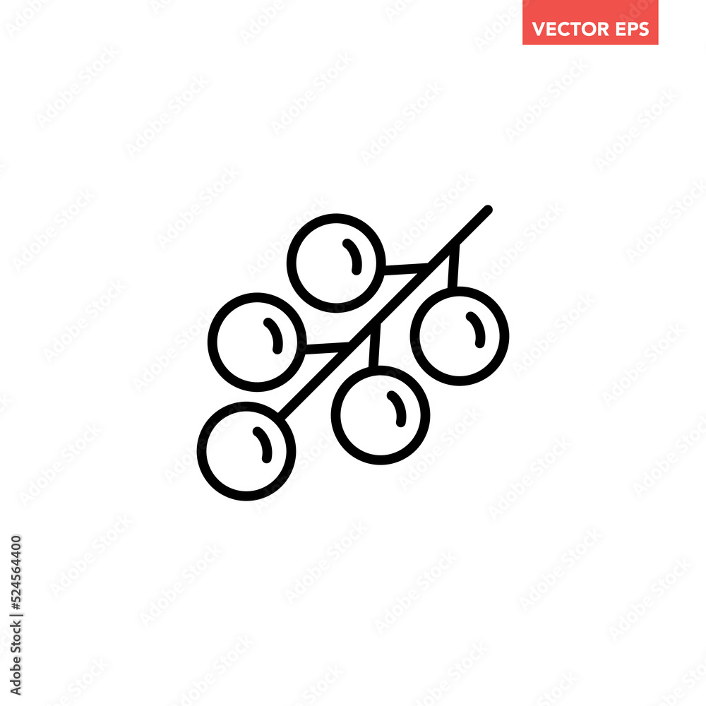 Black single berry line icon, simple fresh tasty fruit flat design ...