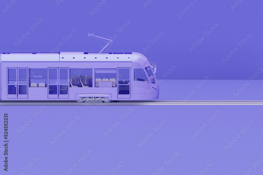 3d bullet train, purple sky train transport on pastel purple background ...
