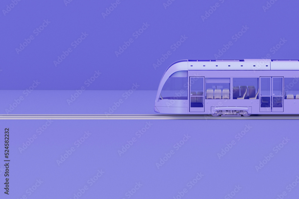 3d bullet train, purple sky train transport on pastel purple background ...