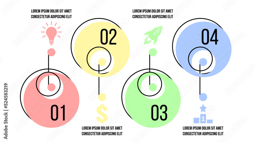 4 steps business process diagram. Four options vector infographics ...