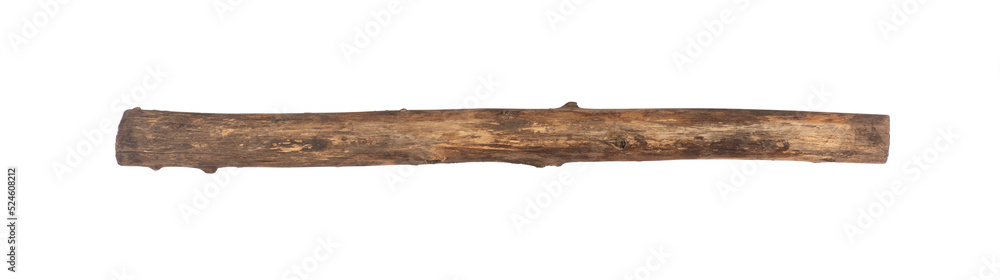 old wooden stick with cracks isolated on white background Stock Photo ...