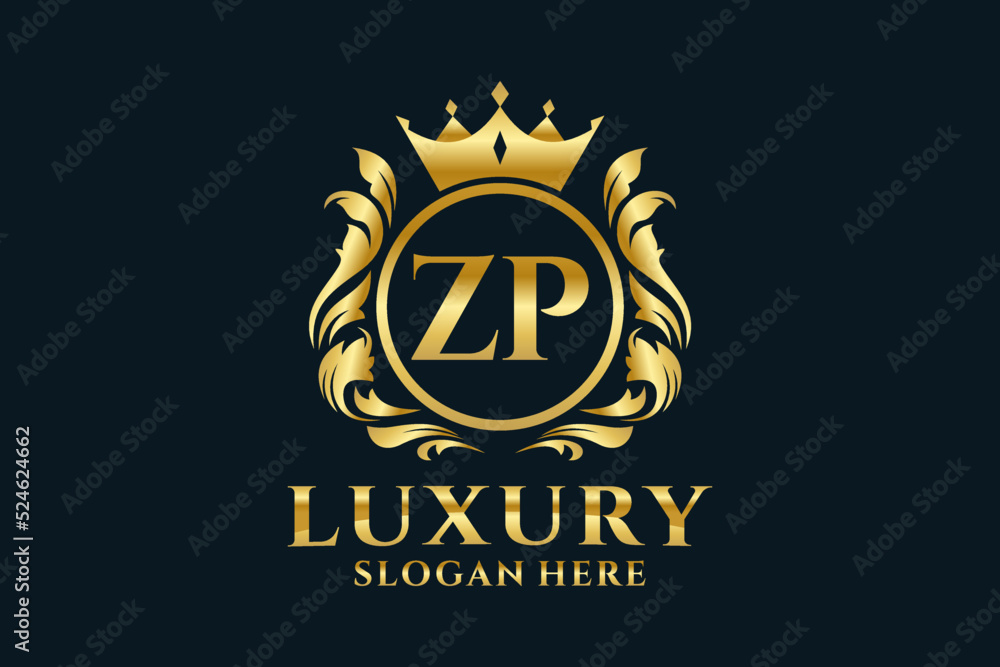 Initial ZP Letter Royal Luxury Logo template in vector art for ...