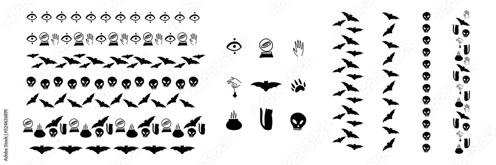 Halloween designs borders and divider set. Clipart spooky elements ...
