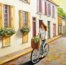 Woman French Bicycle Poster Free Stock Photo - Public Domain Pictures