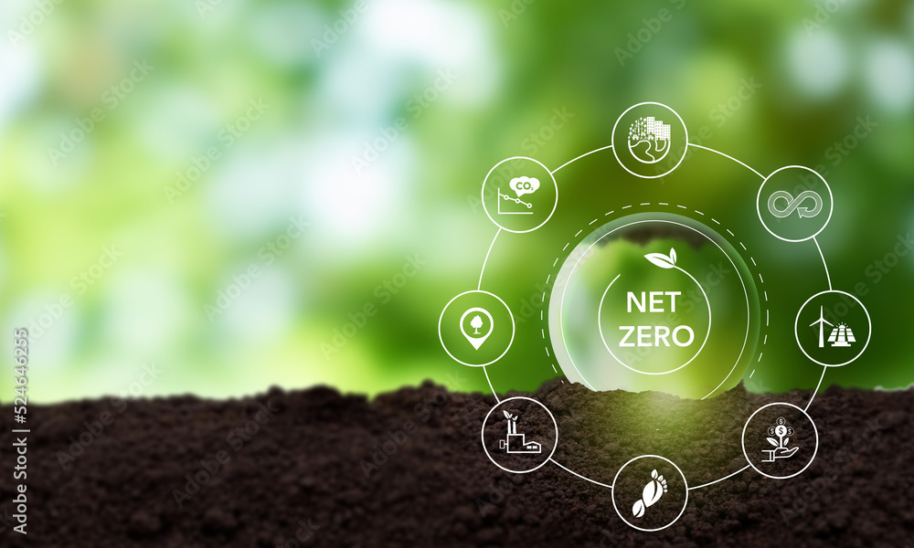 Stock-Foto „Net zero and carbon neutral concept. Greenhouse gas emissions target. Low carbon ...