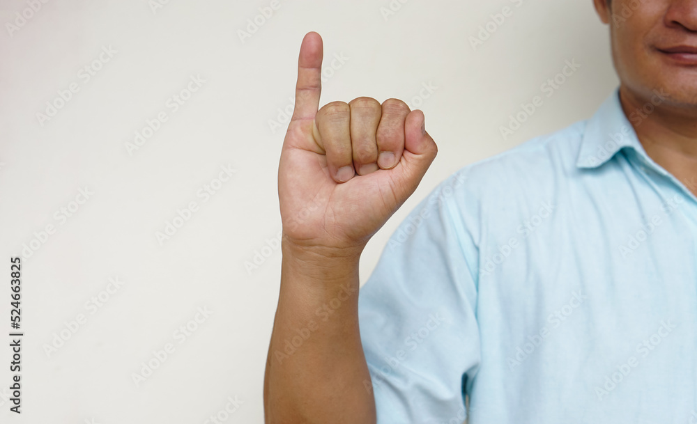 Closeup hand sign gesture. Concept body language to communicate ...