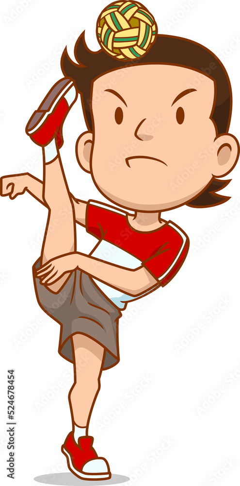 Cartoon Sepak Takraw player. Stock Illustration | Adobe Stock