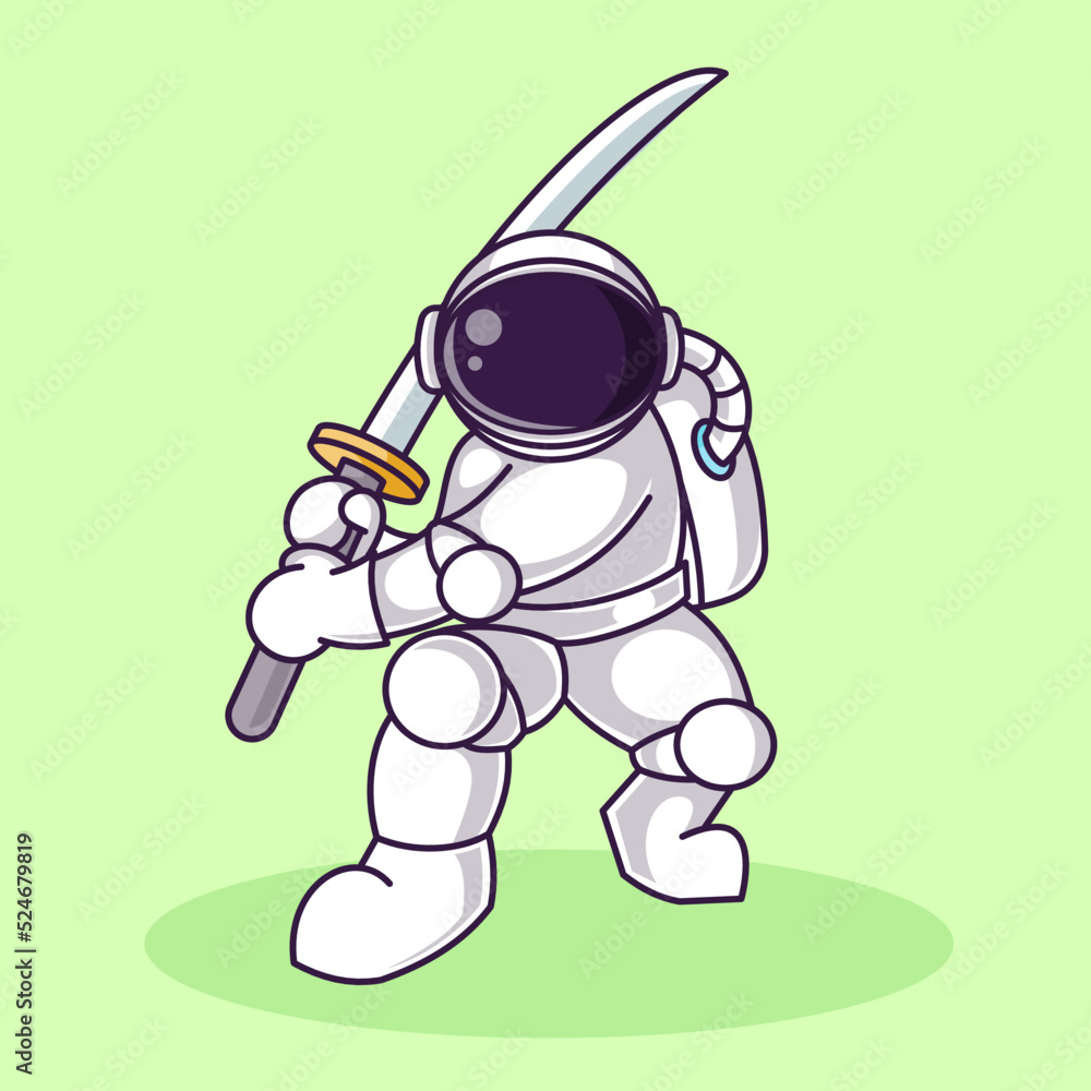 Astronaut samurai Cartoon Illustration Vector file. Isolated Premium ...