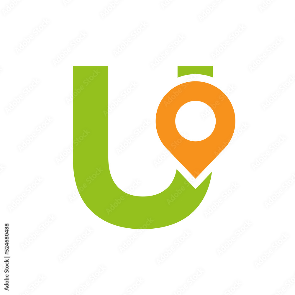 Letter U Location Logo Design Sign. Location Icon Concept With Alphabet ...