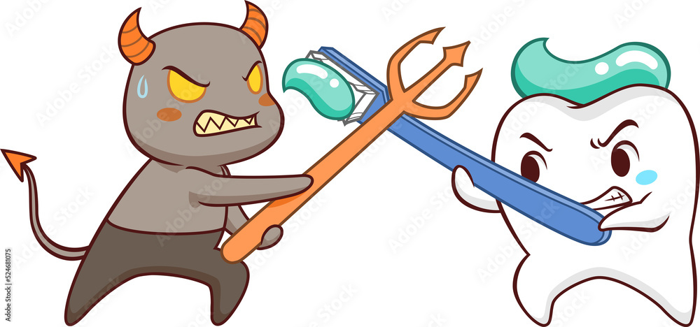Cartoon Illustration of tooth fighting bacteria. Stock Illustration ...