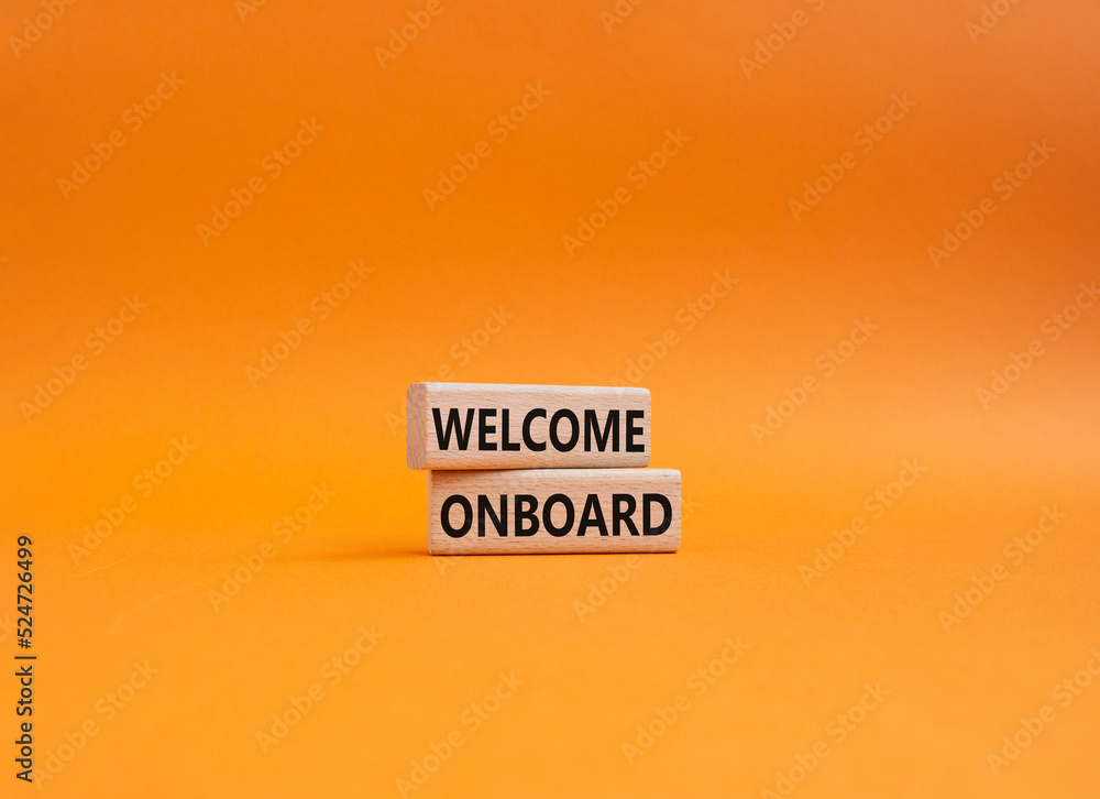 Welcome onboard symbol. Concept words Welcome onboard on wooden blocks ...