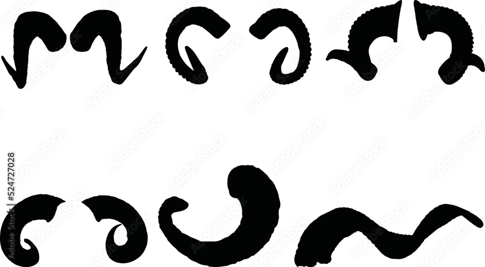 Ram Horns Eps Vector, Silhouette, Logo, Ram Horns Eps Vector Cut Files ...
