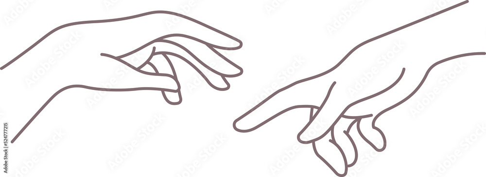 two hands connection hand element line art illustration Stock ...