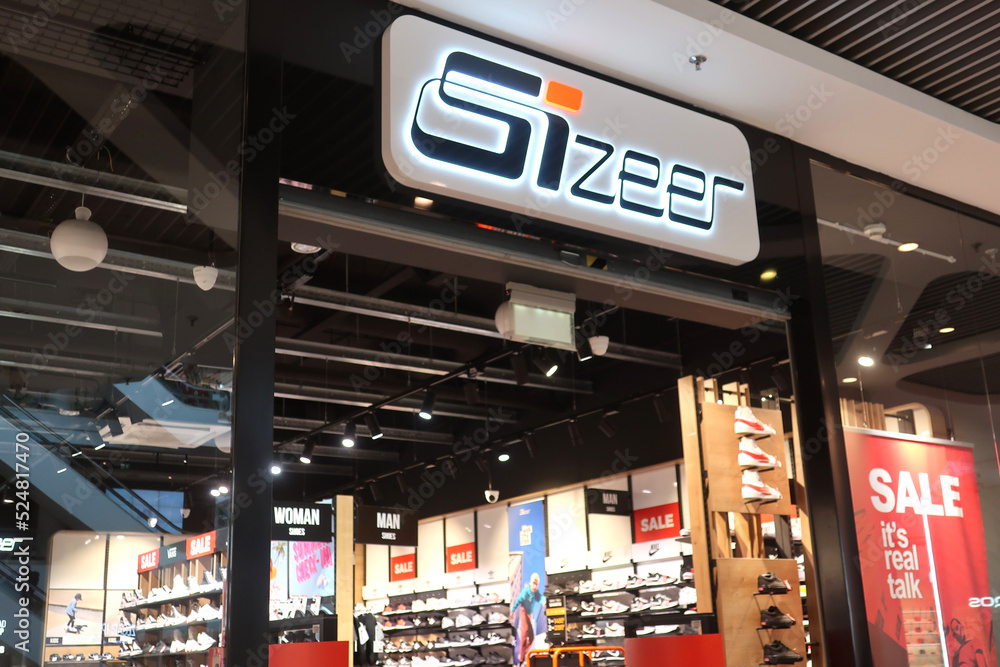 Sizeer signage, logo at the shoes store at Blue City shopping mall ...