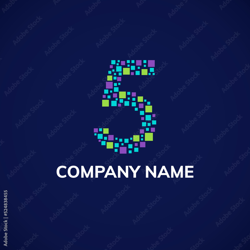Number five logo design. Vector illustration Stock Vector | Adobe Stock