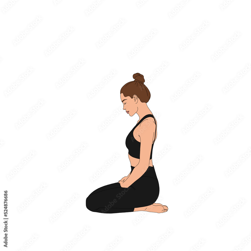 PNG Vajrasana / Adamant Pose. Woman practicing doing yoga without ...