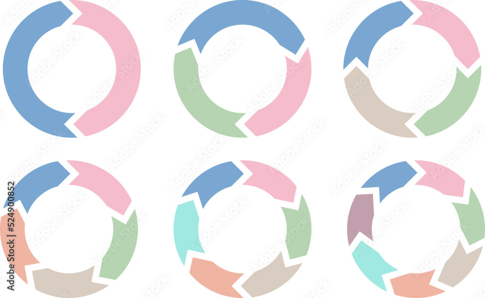 Circle arrows diagram, 6 round step by step infographic diagrams ...