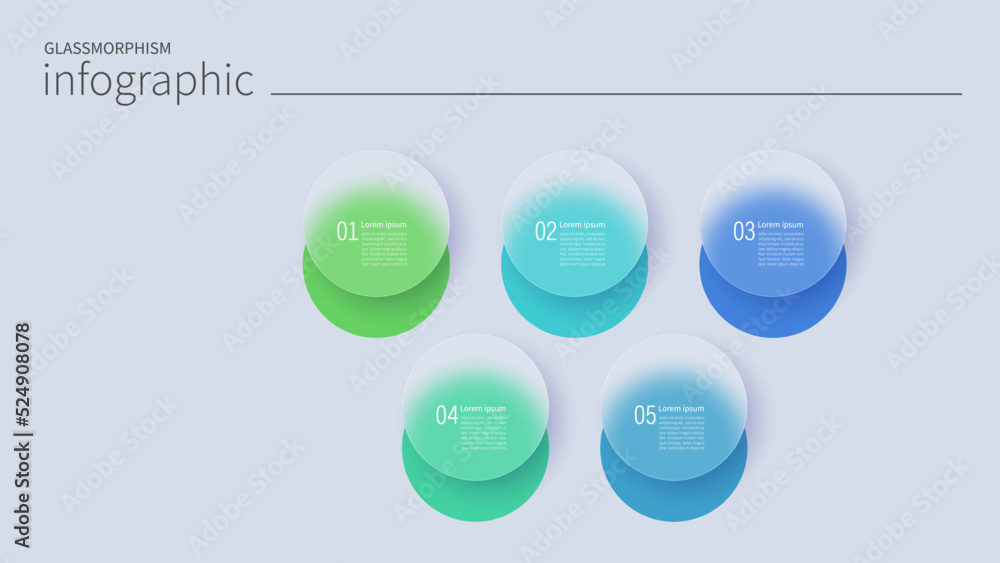 Infographic for 5 options, vector gradient design with realistic ...
