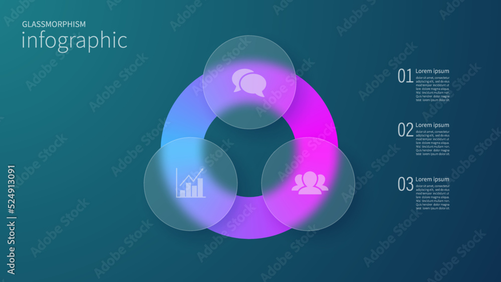 Infographic for 3 options, vector gradient design with realistic ...