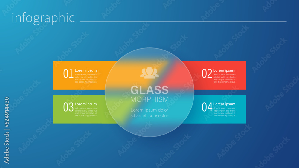 Infographic for 4 options, vector gradient design with realistic ...