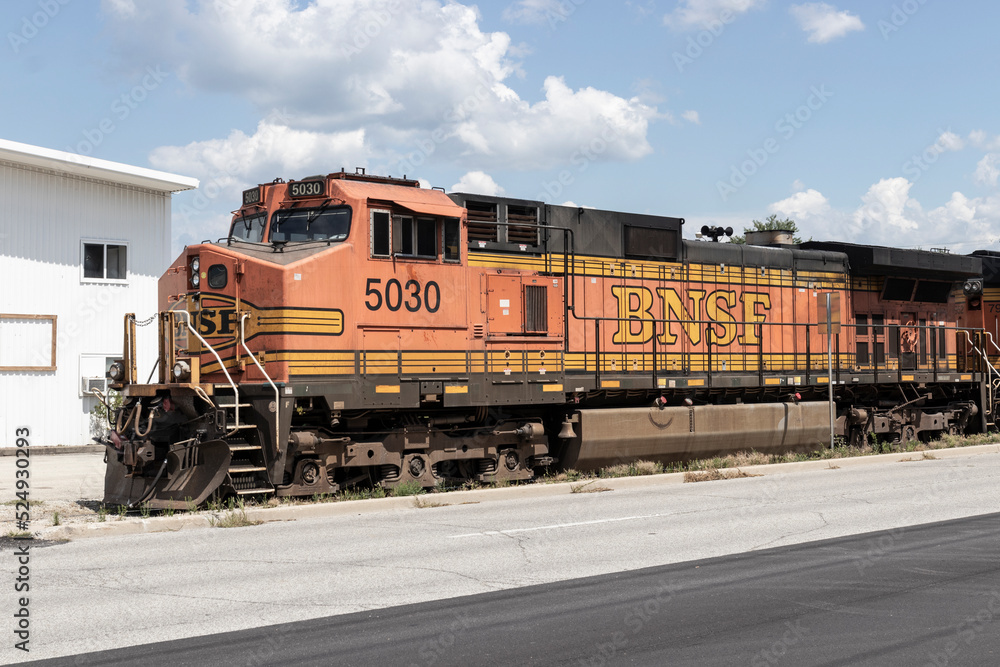 BNSF Railway locomotive. BNSF is a railroad subsidiary of Berkshire ...