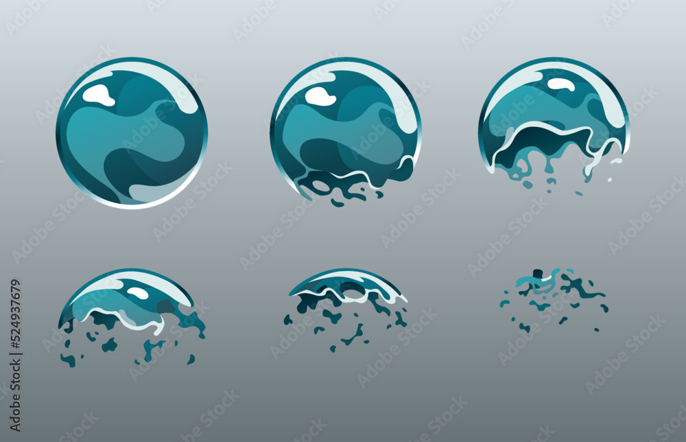 Soap bubble animation. Ball chemical or water spherical figure. Round ...