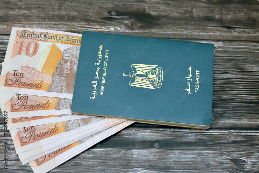 Egyptian passport with new polymer 10 EGP LE ten Egyptian pounds money ...