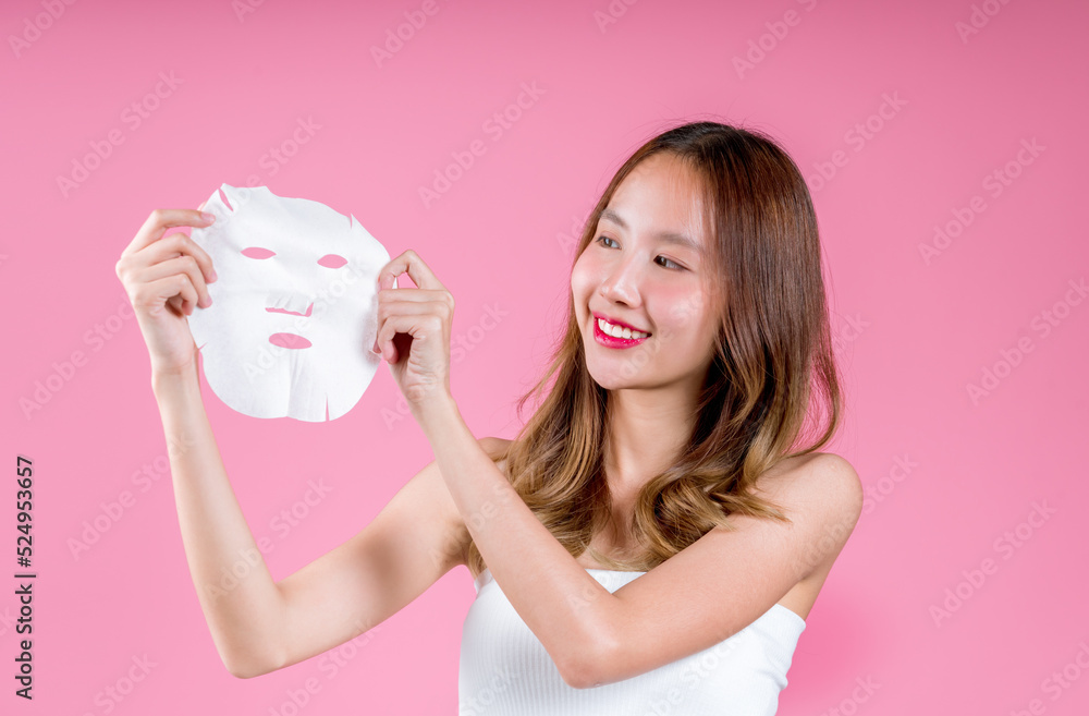 Facial sheet mask treatment cosmatic and spa, Beauty young asian woman ...