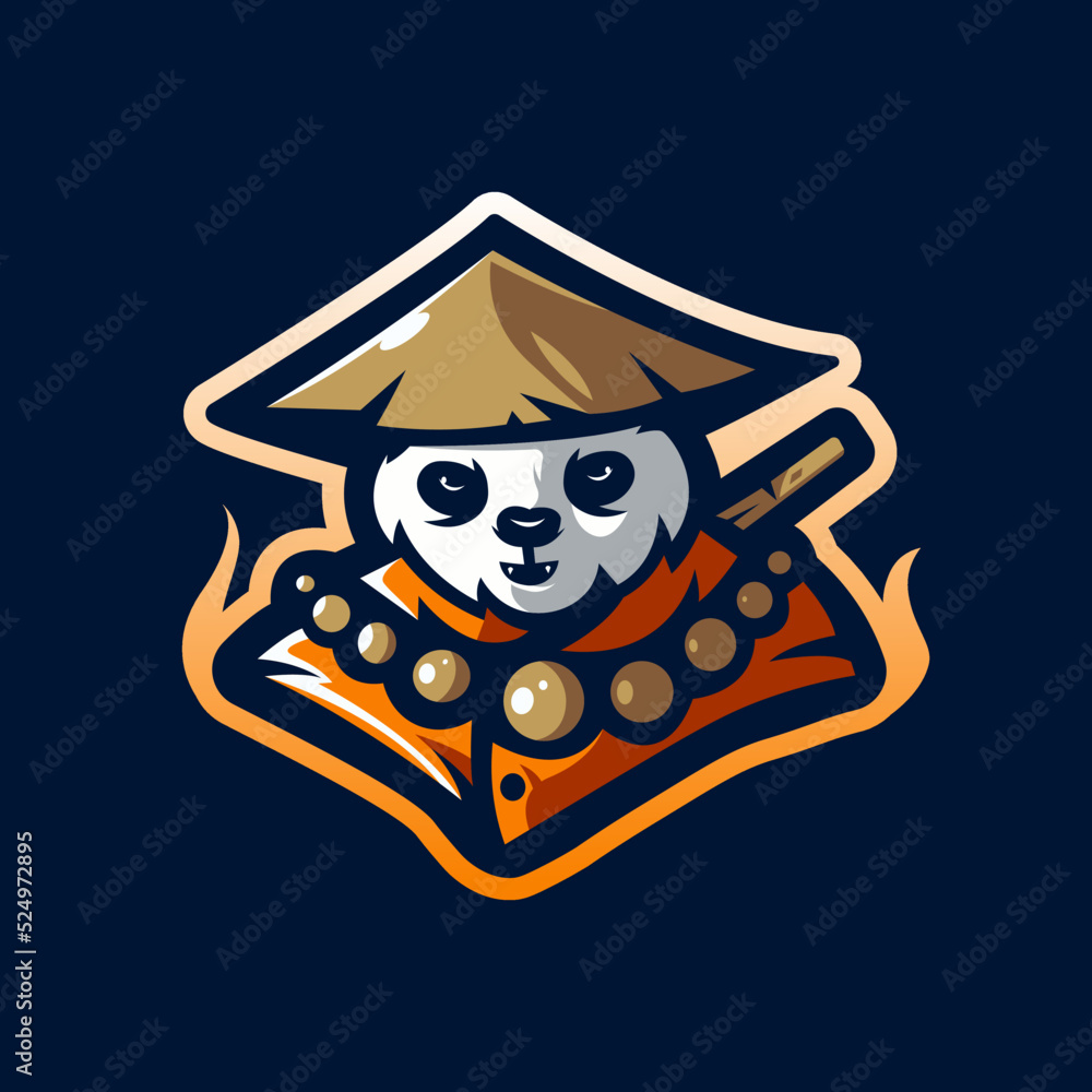 Panda Monk Mascot Logo Design Stock Vector | Adobe Stock