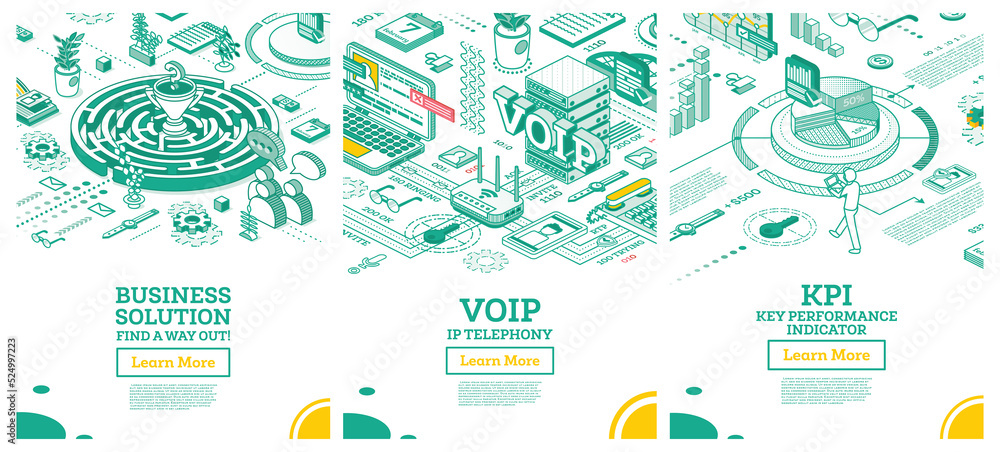 Isometric Maze. Outline Labyrinth. KPI Key Performance Indicator. VOIP ...