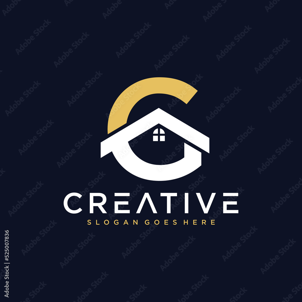 Letter G Home Logo Design Stock Vector | Adobe Stock
