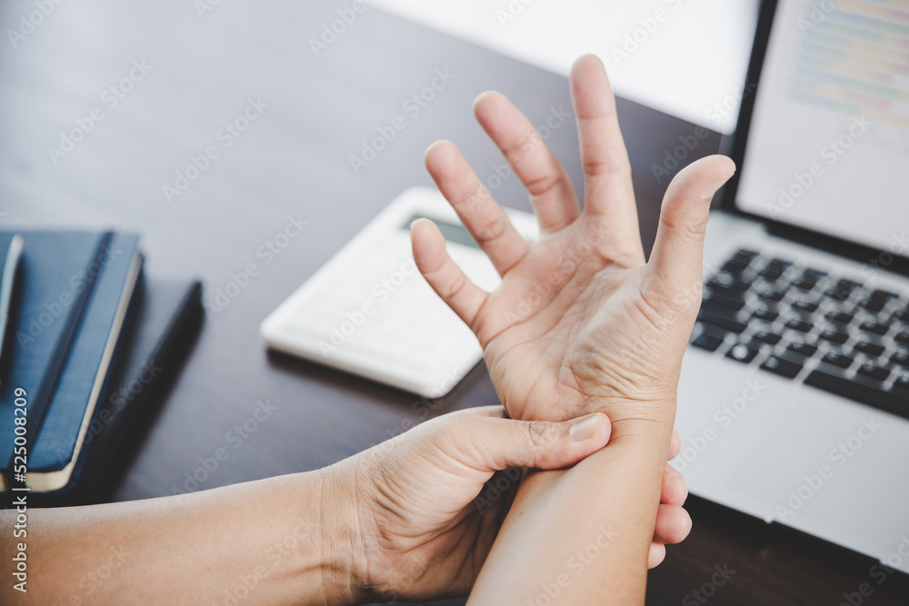 Arthritis person, finger woman ache from working in office. Concept ...