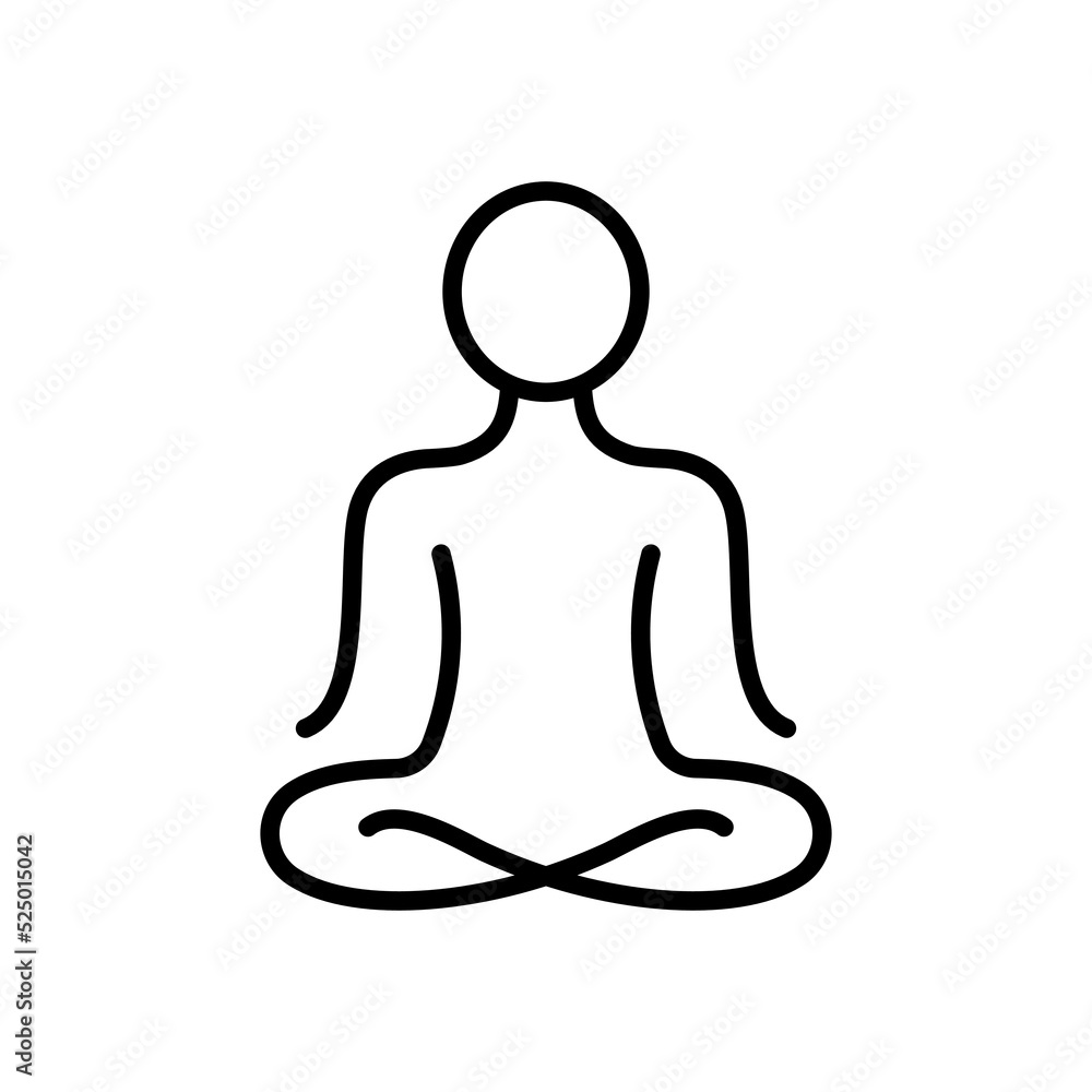 Yoga Position Line Icon. Meditate Relax Linear Pictogram. Spiritual ...