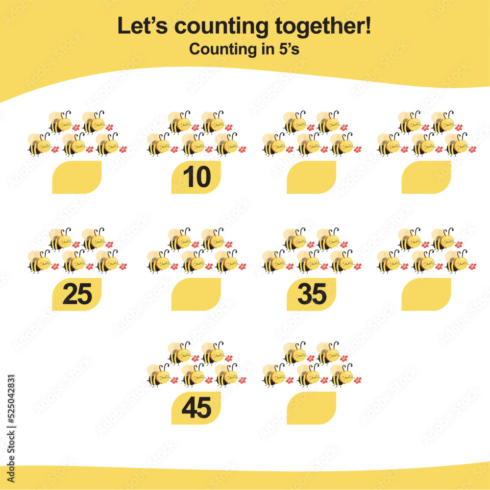 Counting game for children. Count multiples of five. Educational ...