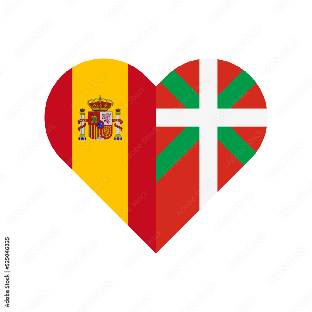 unity concept. heart shape icon of spain and basque flags. vector ...