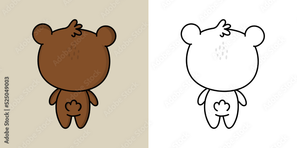 Cute Brown Bear Clipart Illustration and Black and White. Funny Clip ...