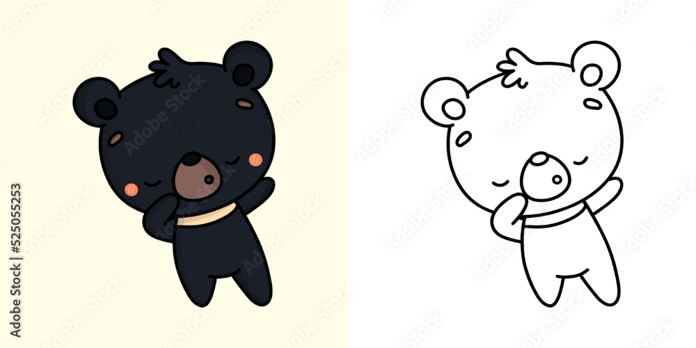 Clipart Himalayan Bear Multicolored and Black and White. Cute Clip Art ...