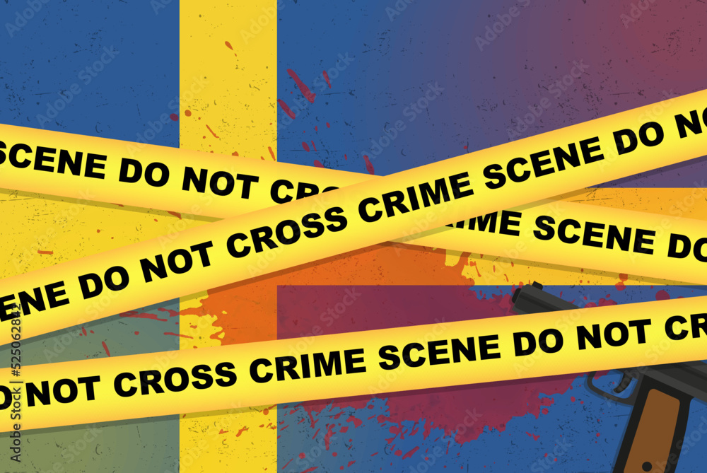 Sweden armed attack vector banner, shooting news concept, armed assault ...