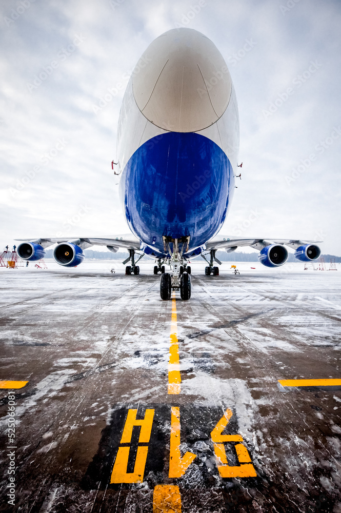 Aircraft front fuselage with cockpit on the runway of an airfield Stock ...