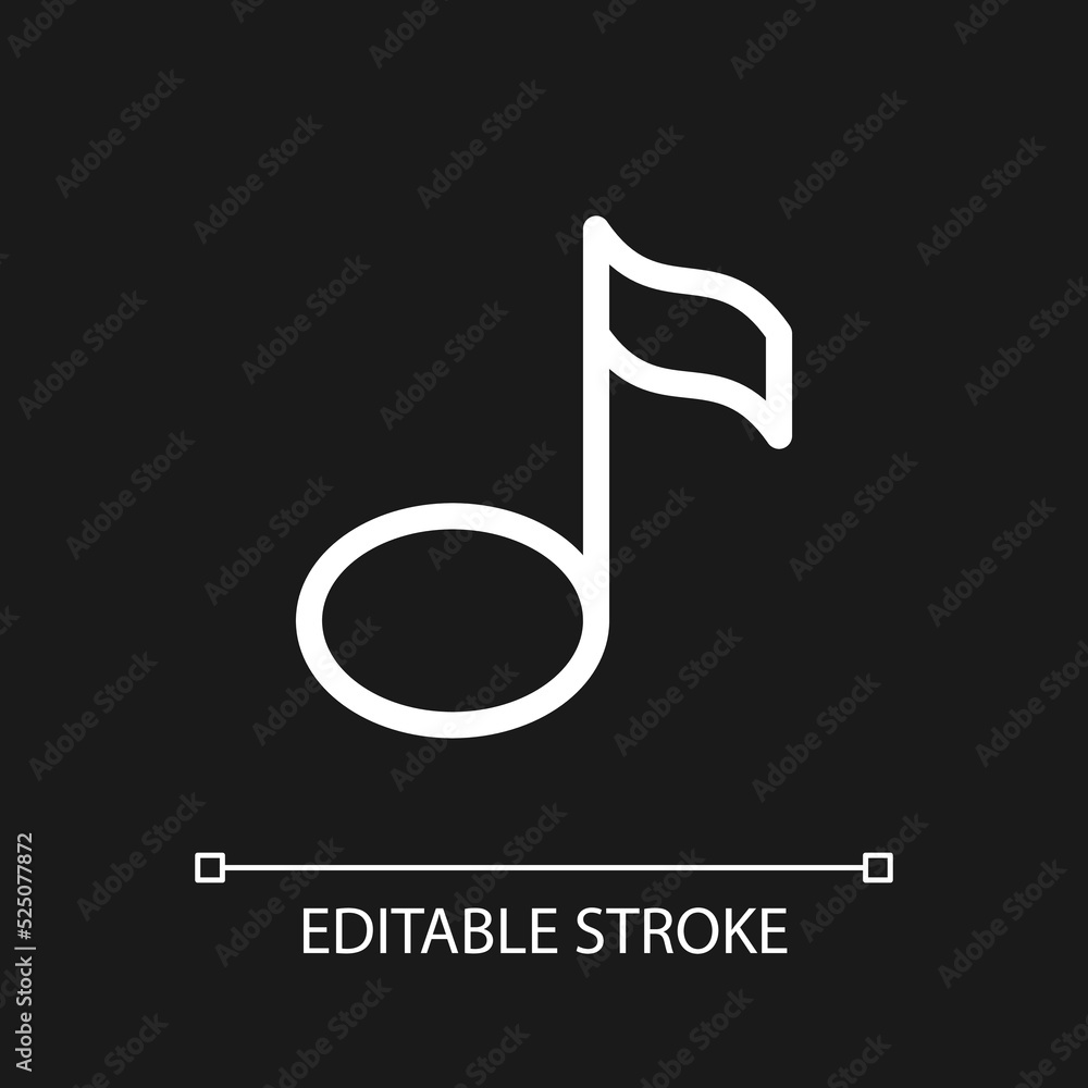 Musical note pixel perfect white linear ui icon for dark theme. Pitch ...
