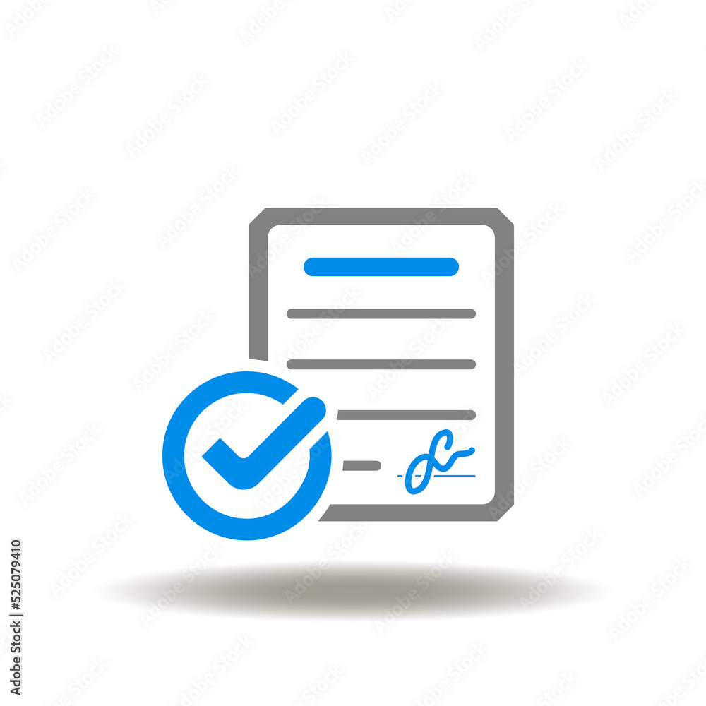 Vector illustration of document form with signature and check mark ...