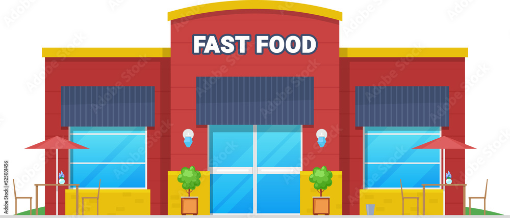 Fast food restaurant or fastfood bistro building Stock Illustration ...