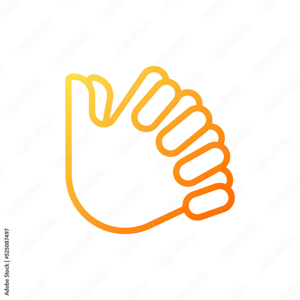 Clasped hands pixel perfect gradient linear vector icon. Crossed ...