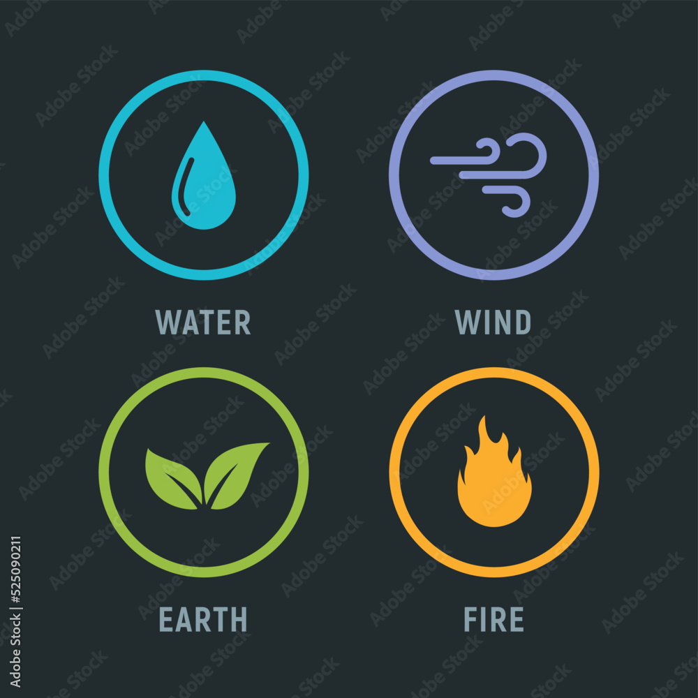 Vector four elements air water fire earth symbol logo. Nature abstract ...