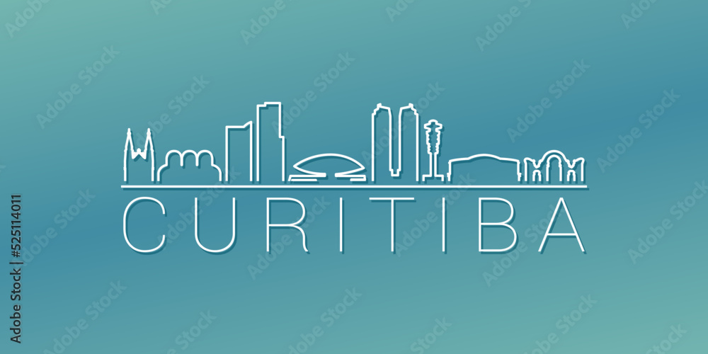 Vetor Curitiba, State of Paraná, Brazil Skyline Linear Design. Flat ...