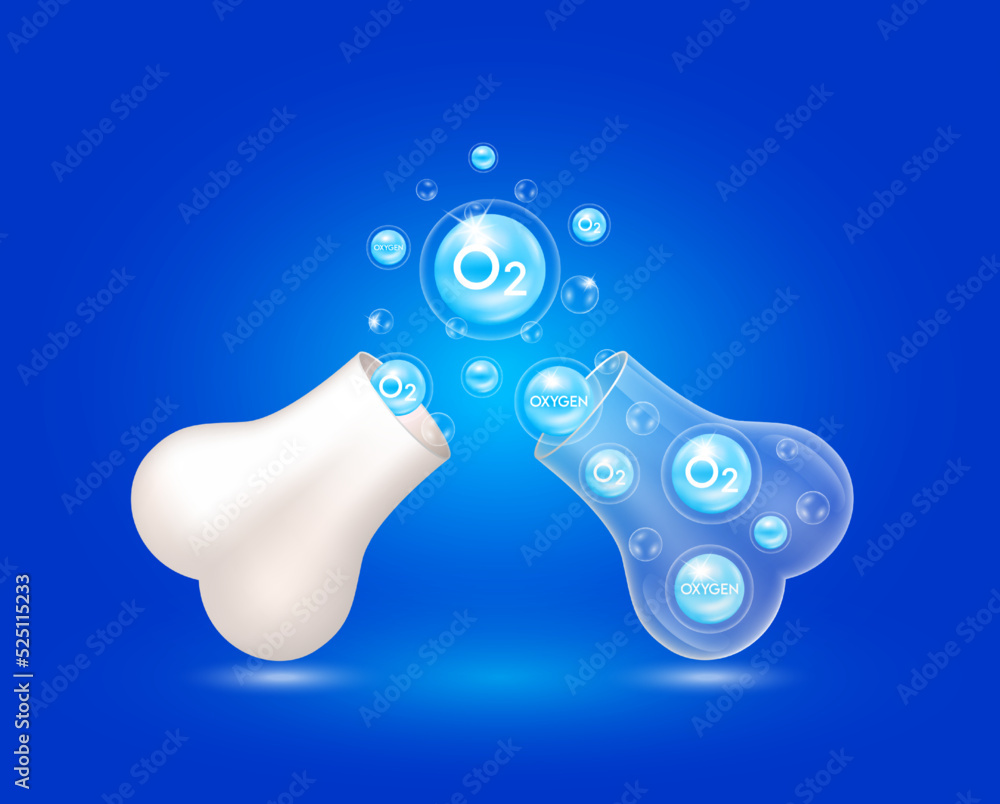 Healthy bones. Oxygen O2 float out of the bone capsule. Help heal ...