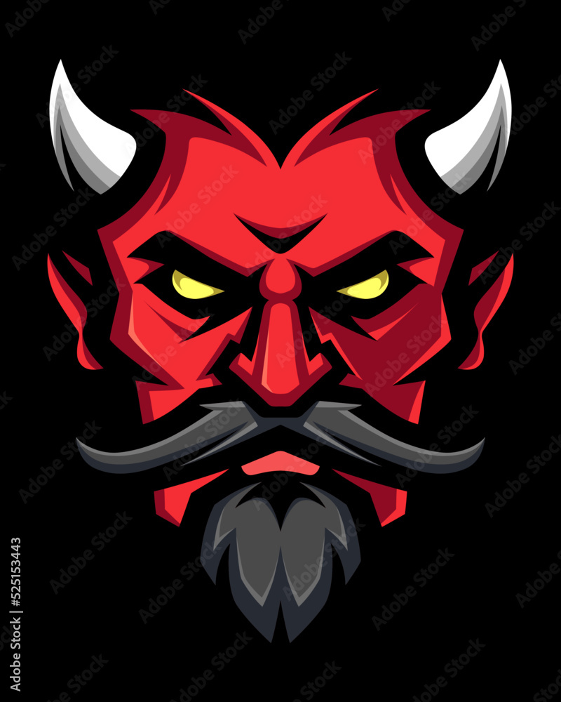 Logo demon, devil, Satan, monster. Halloween art in a flat style. Sport ...